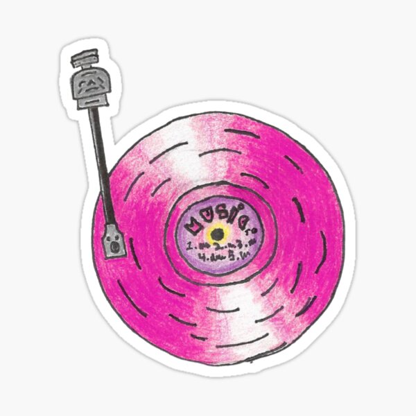 "Pink Vinyl Record Design" Sticker for Sale by MoonMan-Designs | Redbubble