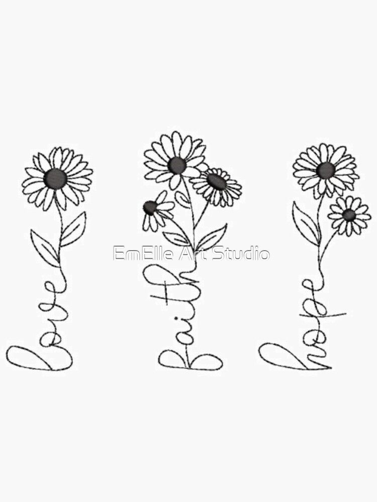 "Love Faith Hope -- Line Art" Sticker by happywandererph | Redbubble