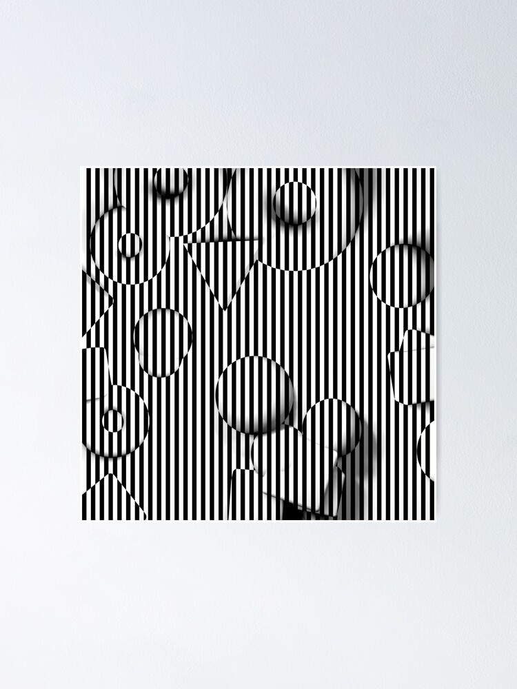 "Op Art Optical Illusion Moire Random Hidden Shapes" Poster for Sale by ...