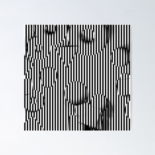 "Op Art Optical Illusion Moire Random Hidden Shapes" Poster for Sale by ...