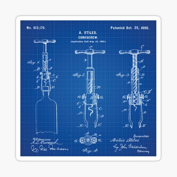 "Corkscrew Patent" Sticker for Sale by alandhay | Redbubble