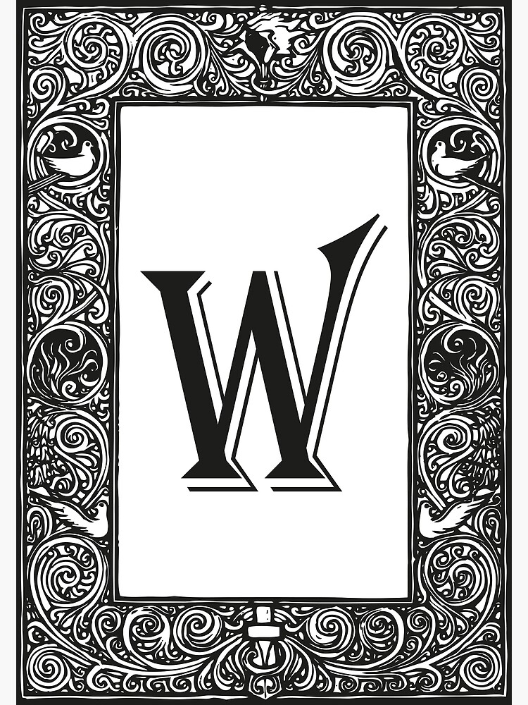 Póster «Monograma de la vendimia | Letra W | Blanco y negro |» de ...
