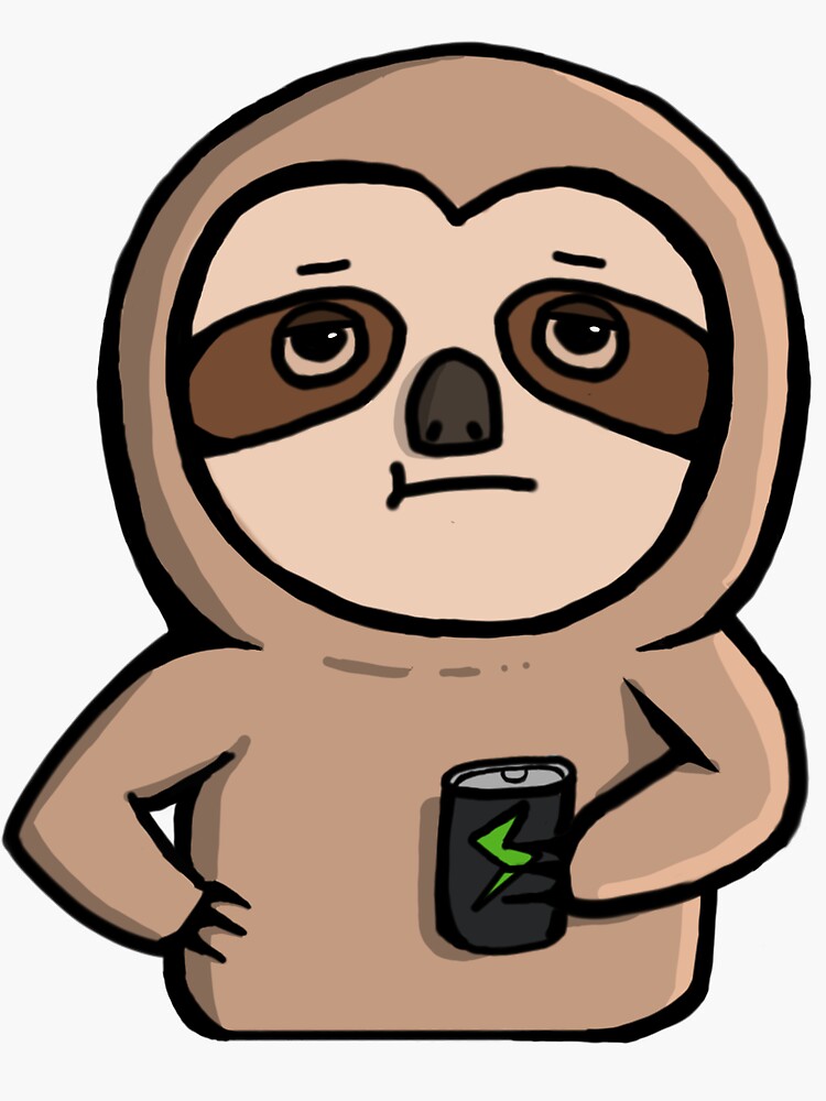 "Sloth with an energy drink" Sticker for Sale by CosmicBread | Redbubble