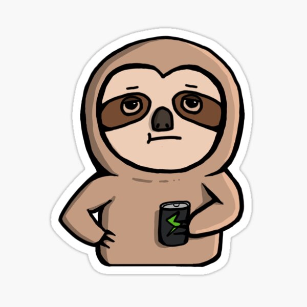 "Sloth with an energy drink" Sticker for Sale by CosmicBread | Redbubble