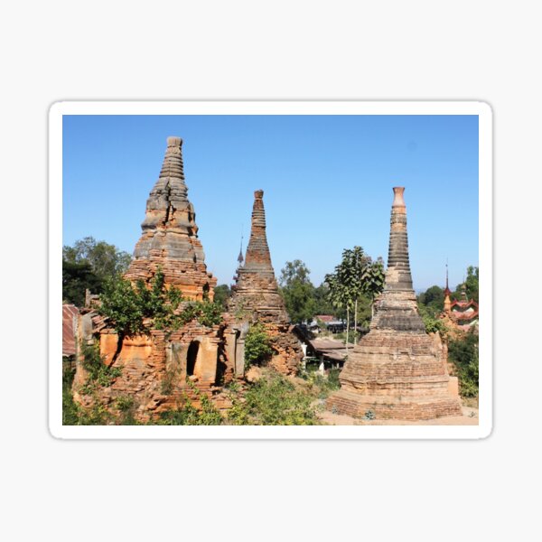 "Ruins of old stone pagodas at Inle Lake, Myanmar" Sticker for Sale by ...