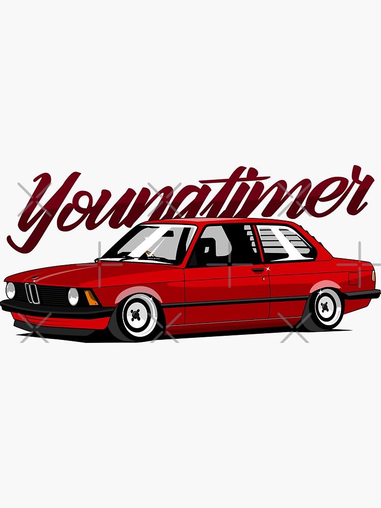 "E21 RED YOUNGTIMER" Sticker for Sale by shketdesign | Redbubble