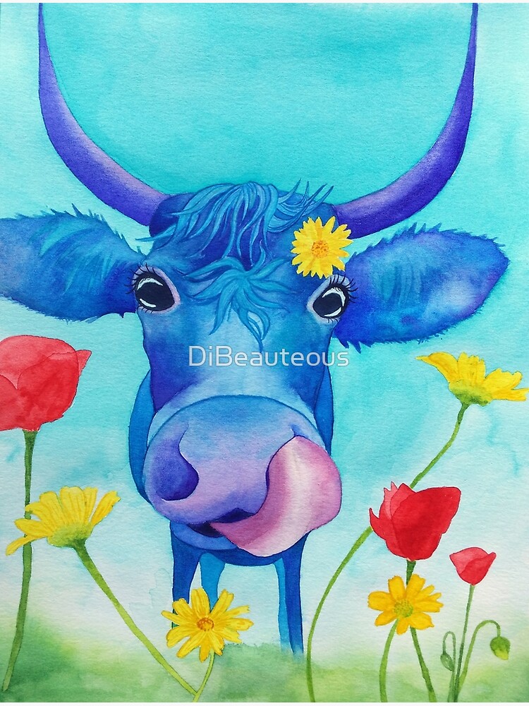"Cute Blue Cow" Poster by DiBeauteous | Redbubble