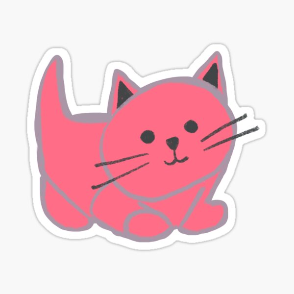 "Cute Pink Cat" Sticker by giggleshowers | Redbubble