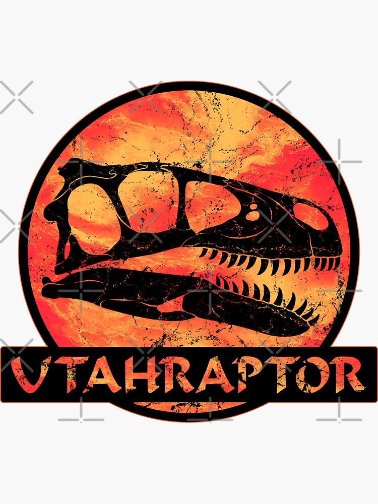 "Utahraptor" Sticker by NicGrayGraphic | Redbubble