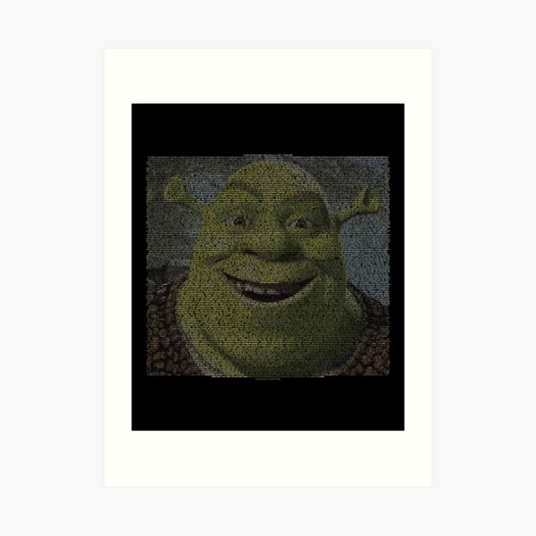 "SHREK Entire Script With Shrek Face" Art Print for Sale by luisoart ...