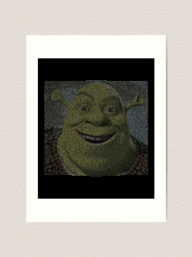 "SHREK Entire Script With Shrek Face" Art Print for Sale by luisoart ...