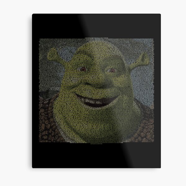 "SHREK Entire Script With Shrek Face" Metal Print for Sale by luisoart ...