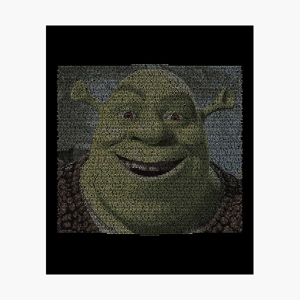 "SHREK Entire Script With Shrek Face" Photographic Print by luisoart ...