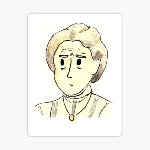 "BBC Ghosts Lady Button" Sticker for Sale by charlottiser | Redbubble