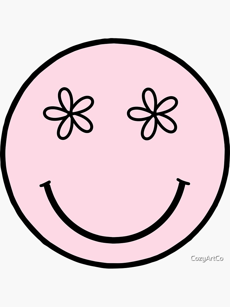 "Pink Smiley Face" Sticker by Nonie222 | Redbubble