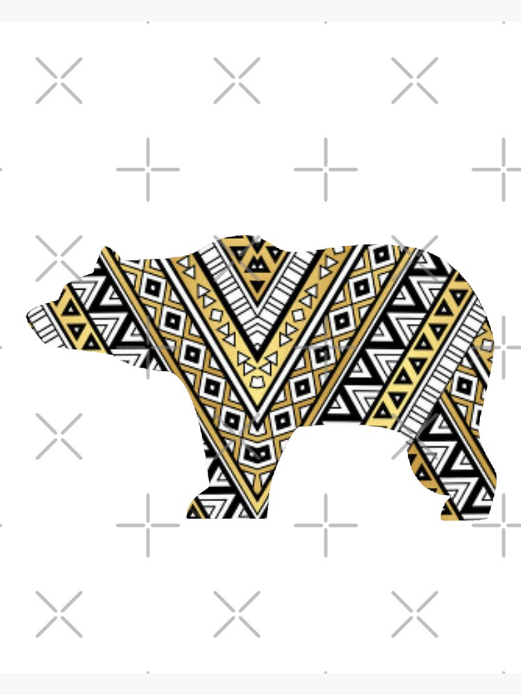 "Aztec Bear in Gold" Sticker by lifeofalostmuse | Redbubble