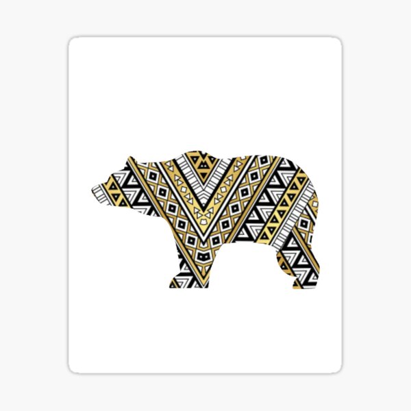"Aztec Bear in Gold" Sticker by lifeofalostmuse | Redbubble