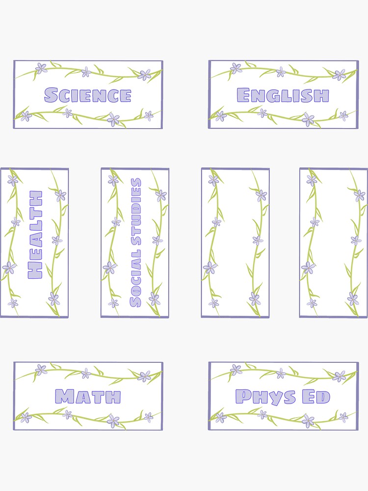 "Spring Grades 7 & 8 School Subjects-Purple and Green-Outlined Lavender ...
