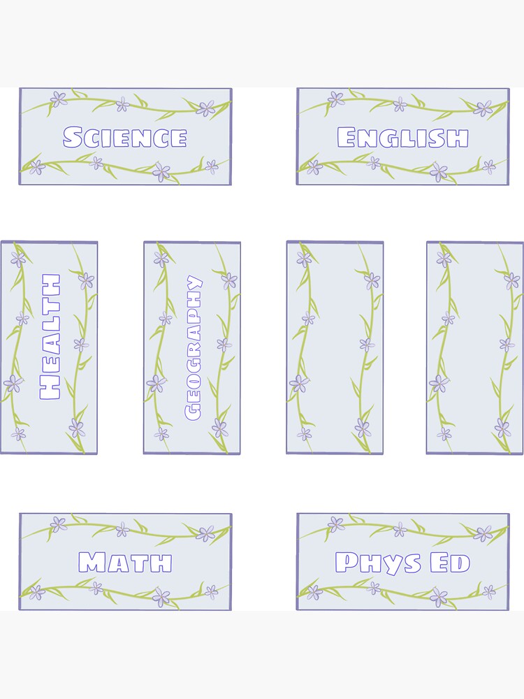 "Spring Grade 9 School Subjects-Purple and Green-Outlined White ...