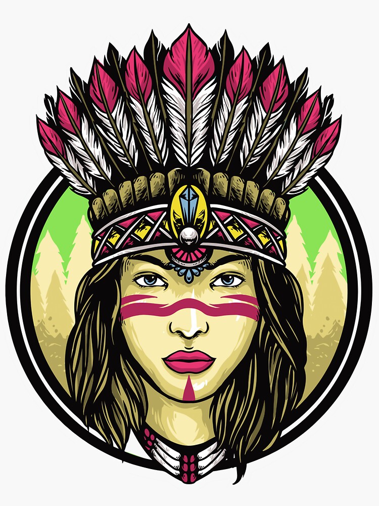"Girl Native American" Sticker for Sale by artorno | Redbubble