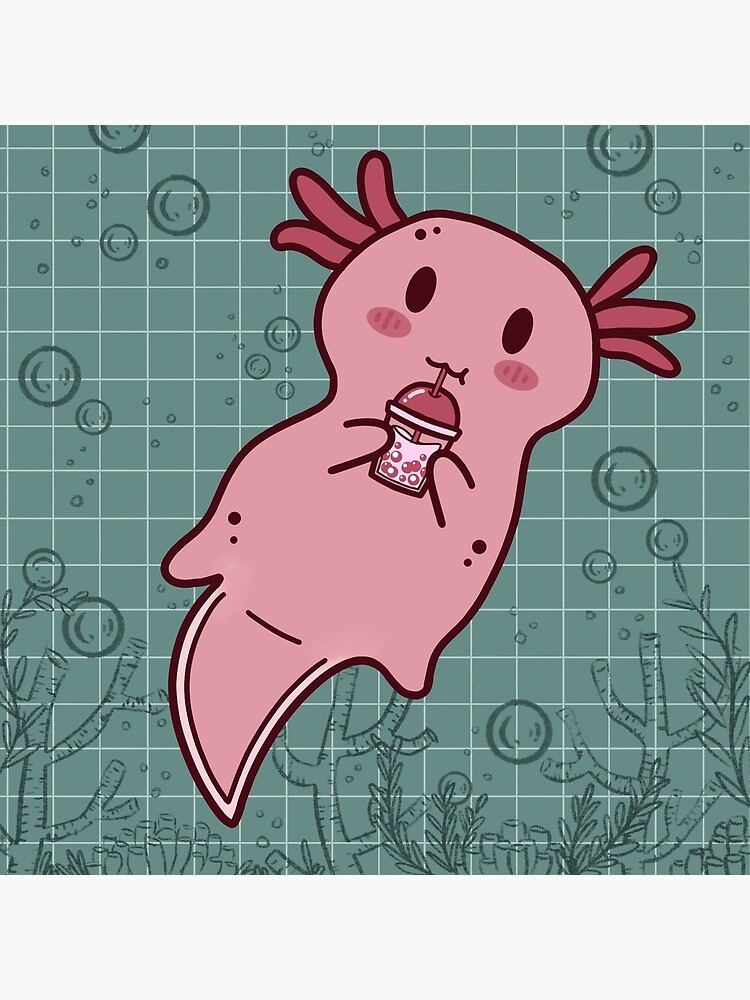 "Cute axolotl holding a boba tea " Art Print by Lari-Art | Redbubble
