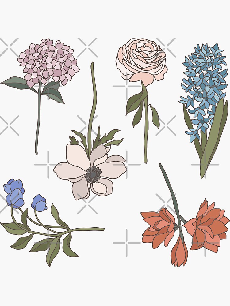 "Beautiful flowers sticker and magnets pack!" Sticker by Khalisan ...