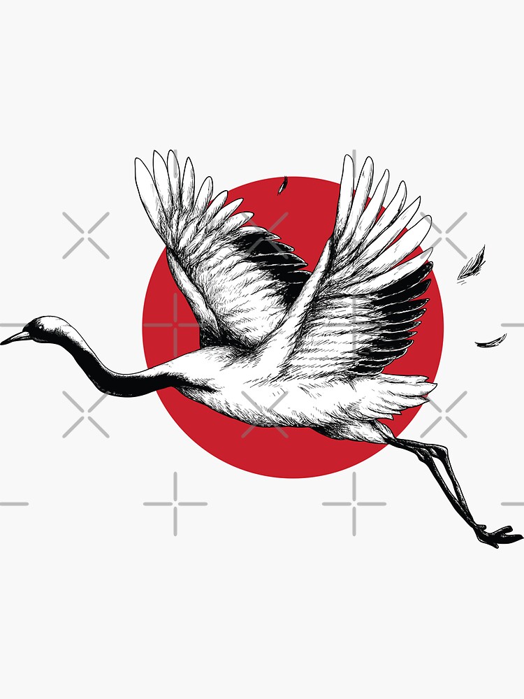 "Traditional Japanese Lucky Crane" Sticker for Sale by EpicArtz | Redbubble
