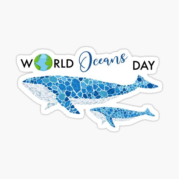 "Mosaic Whales World Oceans Day" Sticker for Sale by 01Second | Redbubble