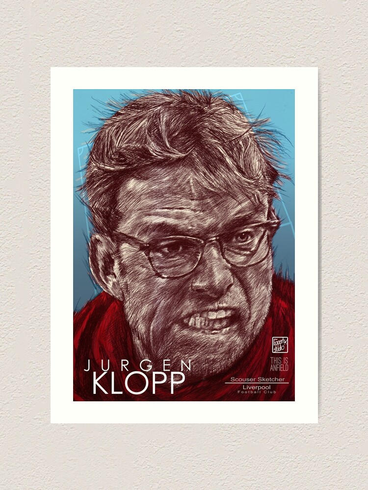 "Jurgen Klopp - Liverpool FC - Hand Drawn Portrait (KLOPP009)" Art ...