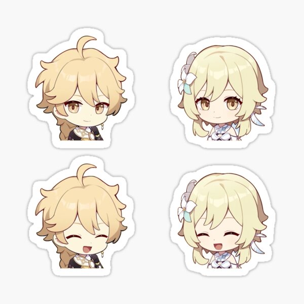 "Aether and Lumine Genshin Impact Chibi Stickers Set" Sticker for Sale ...