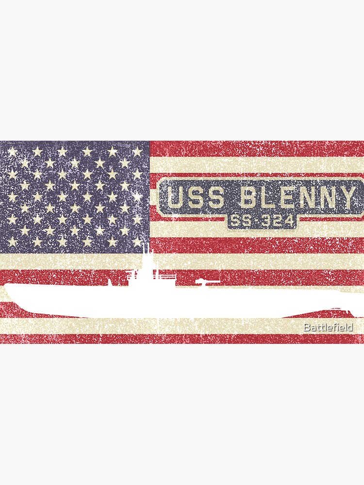 "USS Blenny SS-324 WW2 Balao class submarine Vintage USA American Flag ...