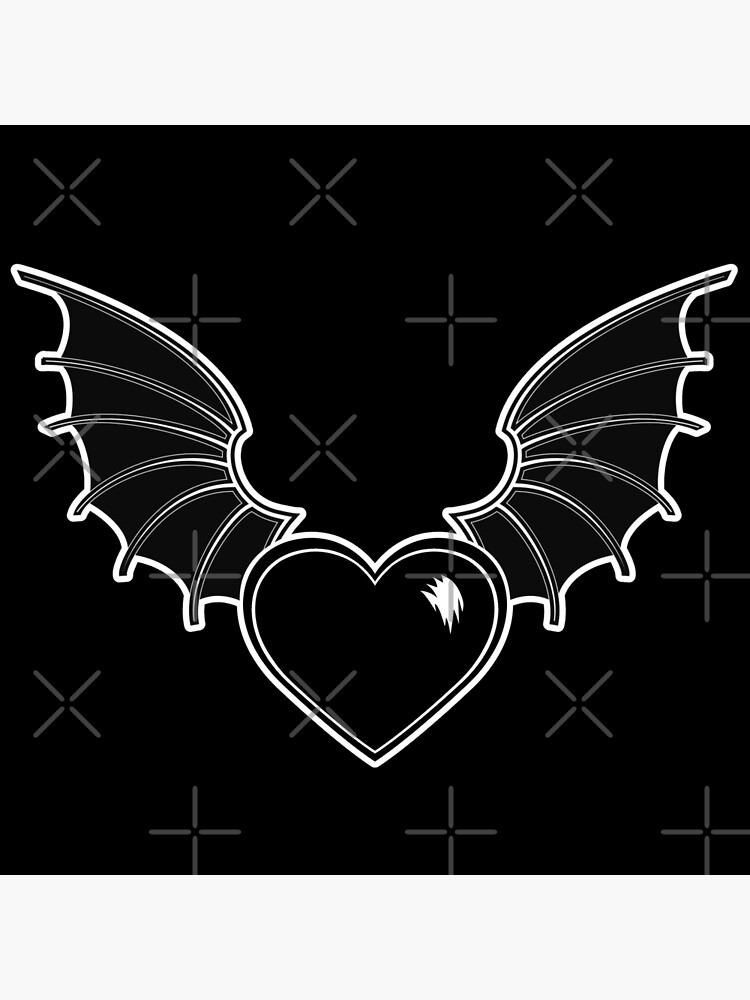 "Heart With Bat Wings White Outline" Poster for Sale by sheatherley ...