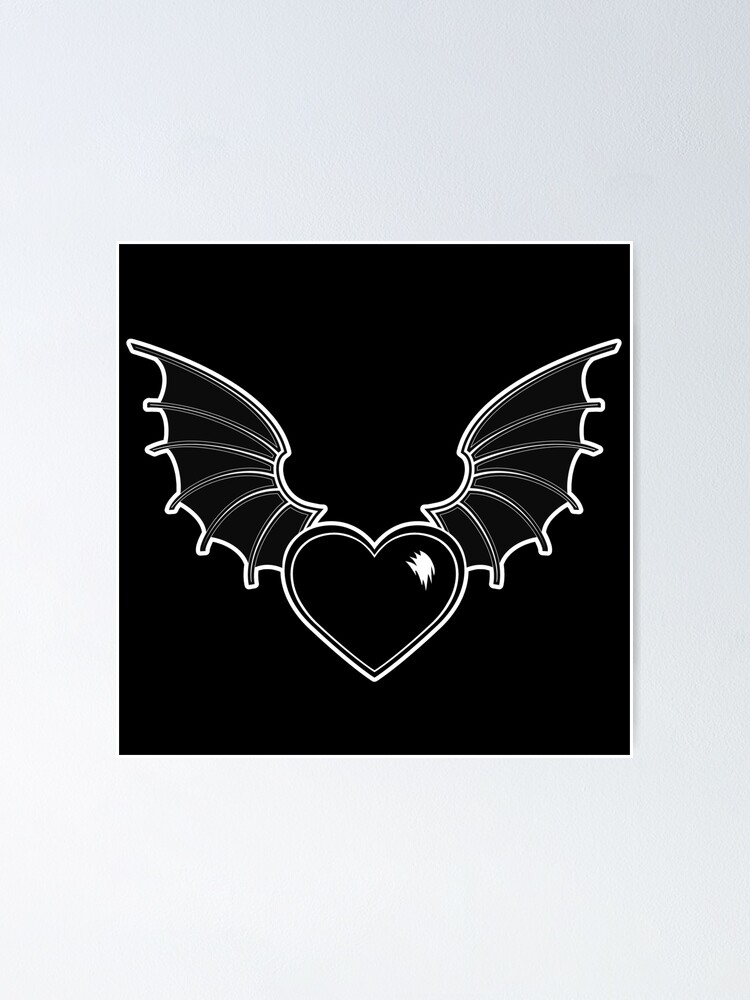 "Heart With Bat Wings White Outline" Poster by sheatherley | Redbubble