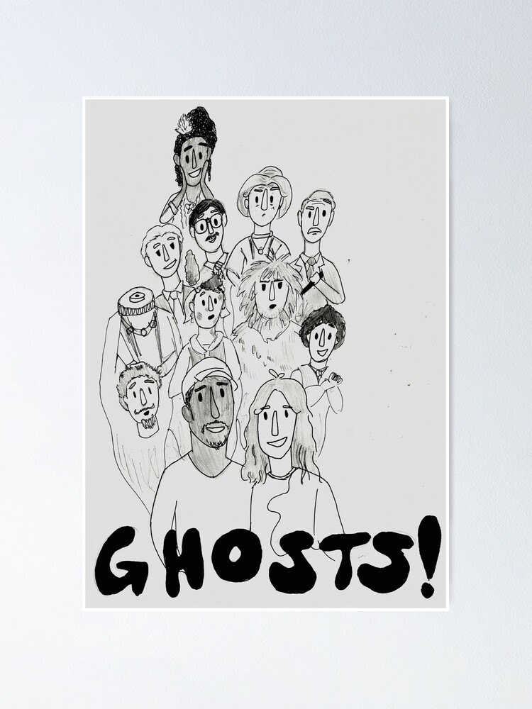 "BBC Ghosts Line Drawing" Poster by charlottiser | Redbubble