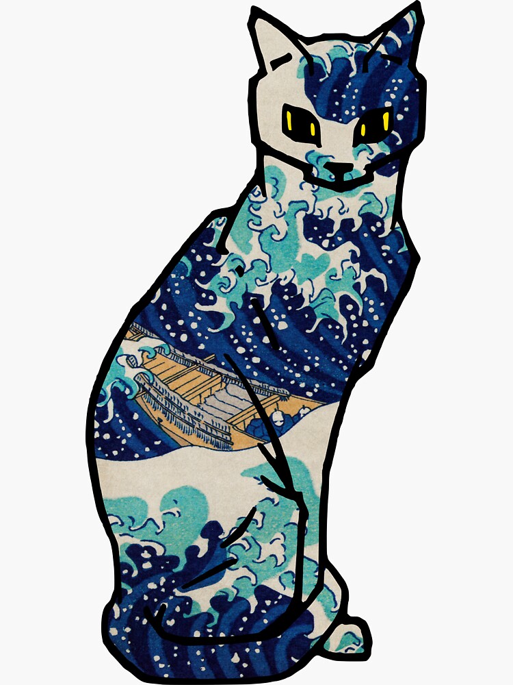 "Japan Wave Cat " Sticker by Sandgirl108 | Redbubble