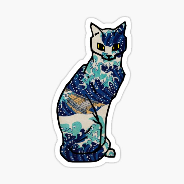 "Japan Wave Cat " Sticker by Sandgirl108 | Redbubble