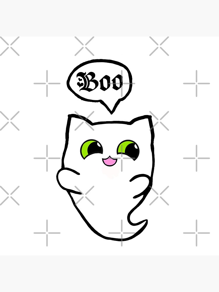 "Cute halloween ghost boo cat kawaii chibi" Art Print by NerdyChibi ...