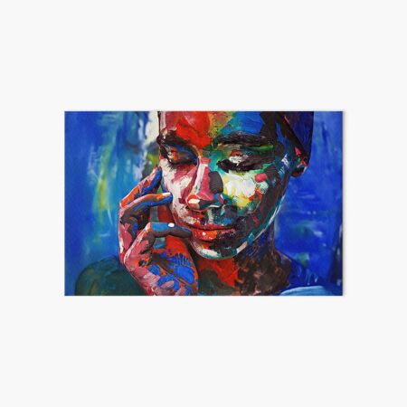 "Female face with closed eyes and hand under your face" Art Board Print ...