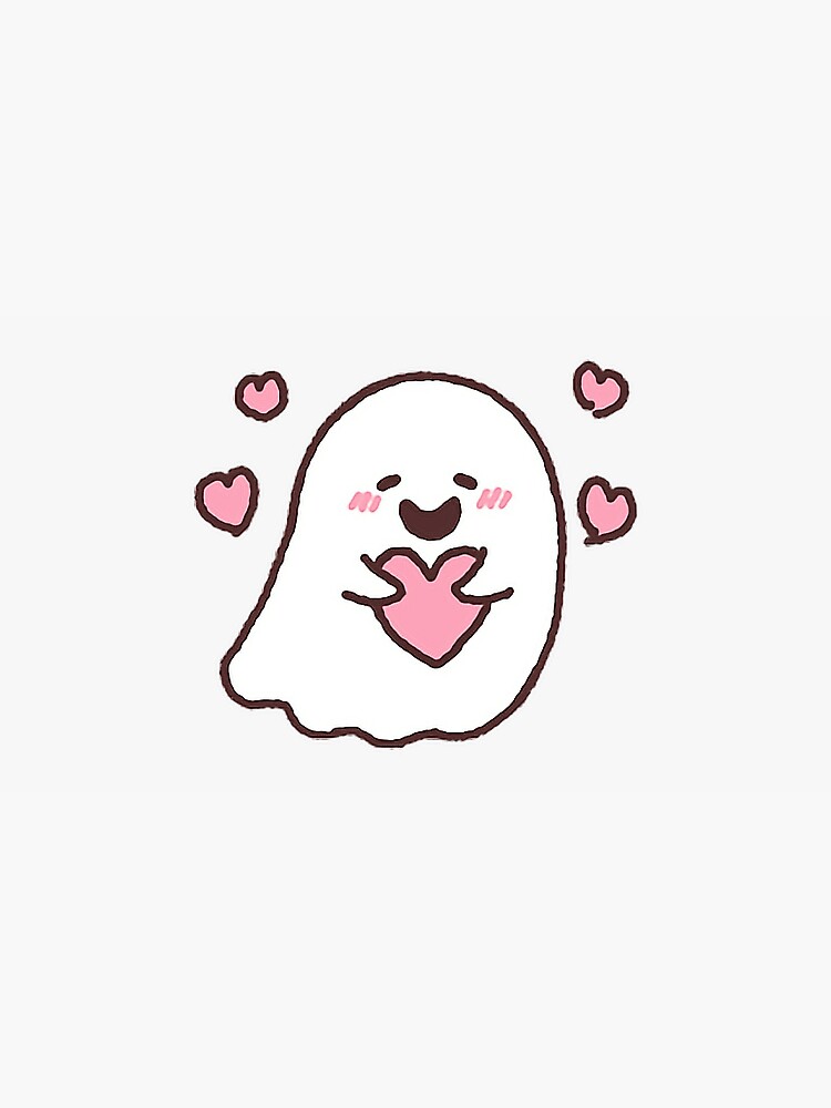 "Heart Ghost " Sticker by kawaii-dia | Redbubble