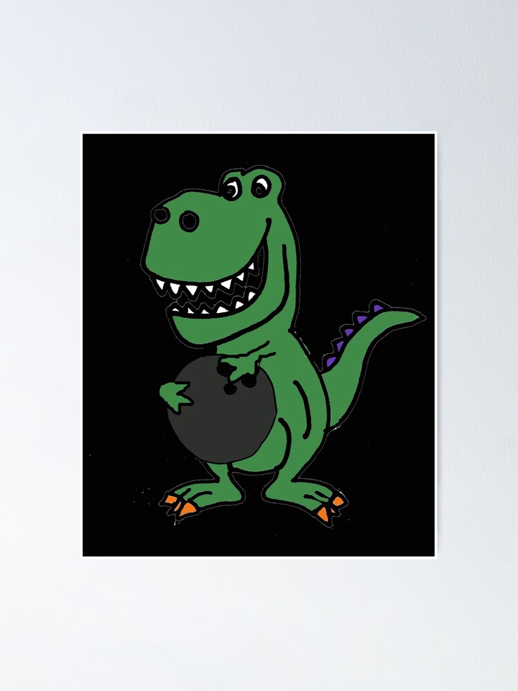 "Funny T-rex Dinosaur Bowling Cartoon" Poster for Sale by naturesfancy ...