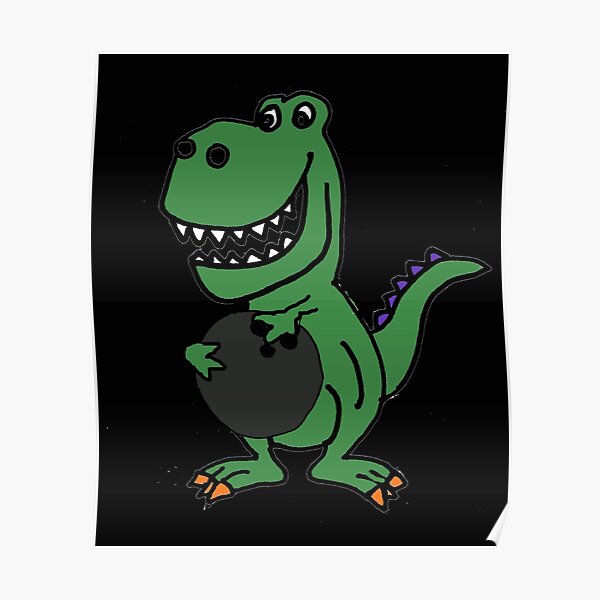 "Funny T-rex Dinosaur Bowling Cartoon" Poster for Sale by naturesfancy ...
