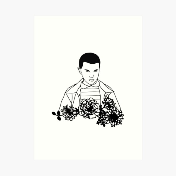 "Stranger Things ~ Eleven Outline" Art Print for Sale by emmidy | Redbubble