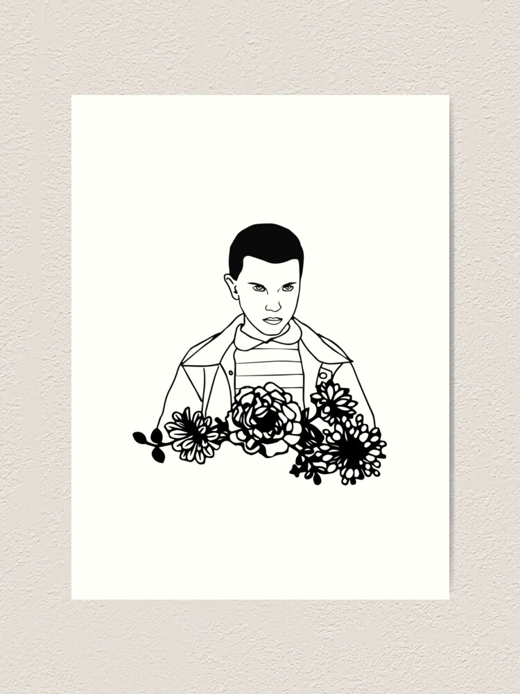 "Stranger Things ~ Eleven Outline" Art Print for Sale by emmidy | Redbubble