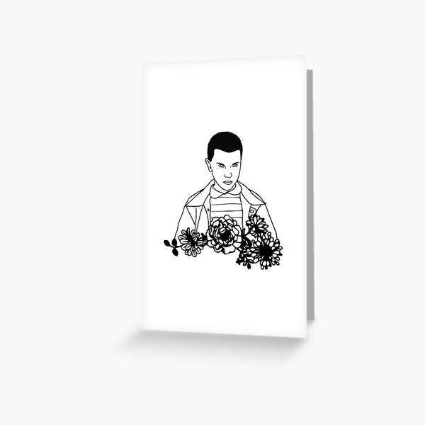 "Stranger Things ~ Eleven Outline" Greeting Card by emmidy | Redbubble