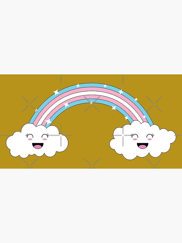 Kawaii Rainbow And Clouds Trans Pride Flag Canvas Print By