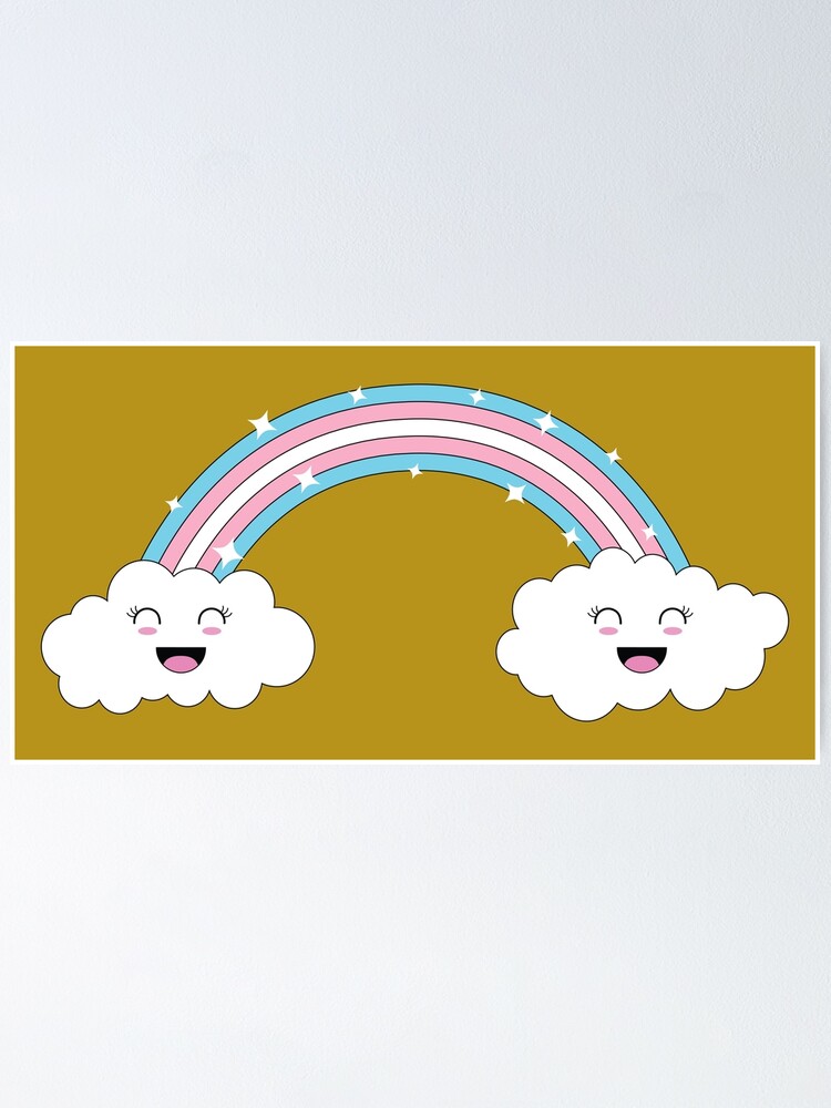 Kawaii Rainbow And Clouds Trans Pride Flag Poster For Sale By