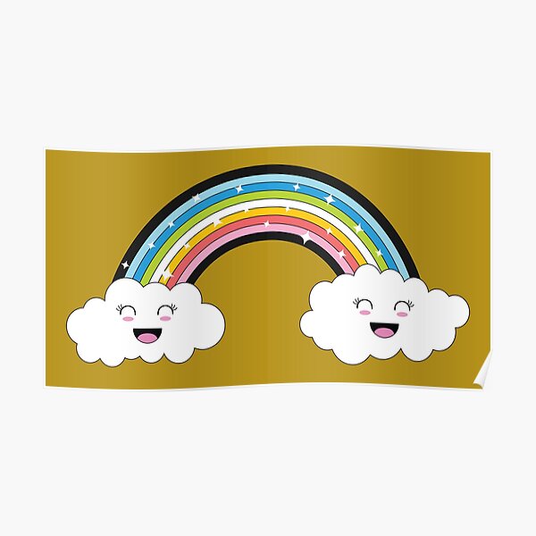 Kawaii Rainbow And Clouds Queer Pride Flag Poster For Sale By