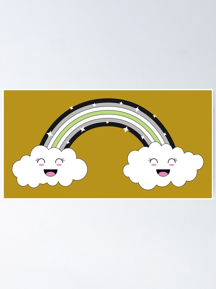 Kawaii Rainbow And Clouds Agender Pride Flag Poster By Spectrumoflove