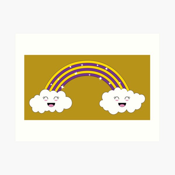 Kawaii Rainbow And Clouds Intersex Pride Flag Art Print For Sale By