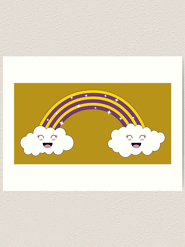 Kawaii Rainbow And Clouds Intersex Pride Flag Art Print For Sale By
